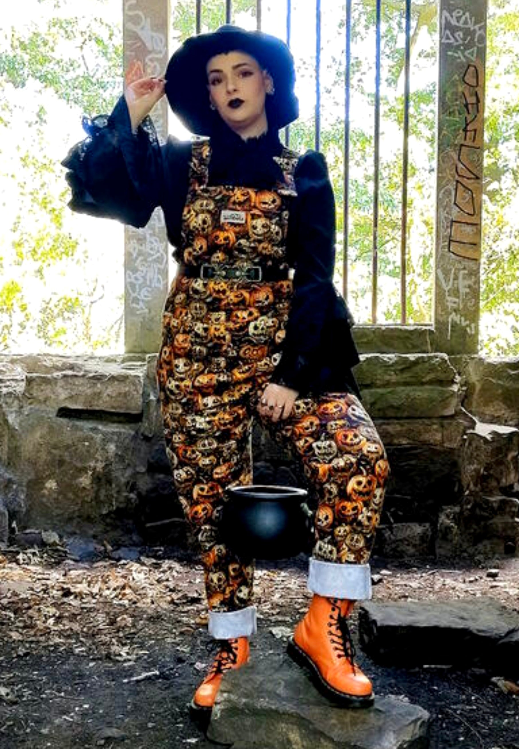 Creepy Pumpkin Dungarees - January Seconds Sale | Gothic Overalls UK ...