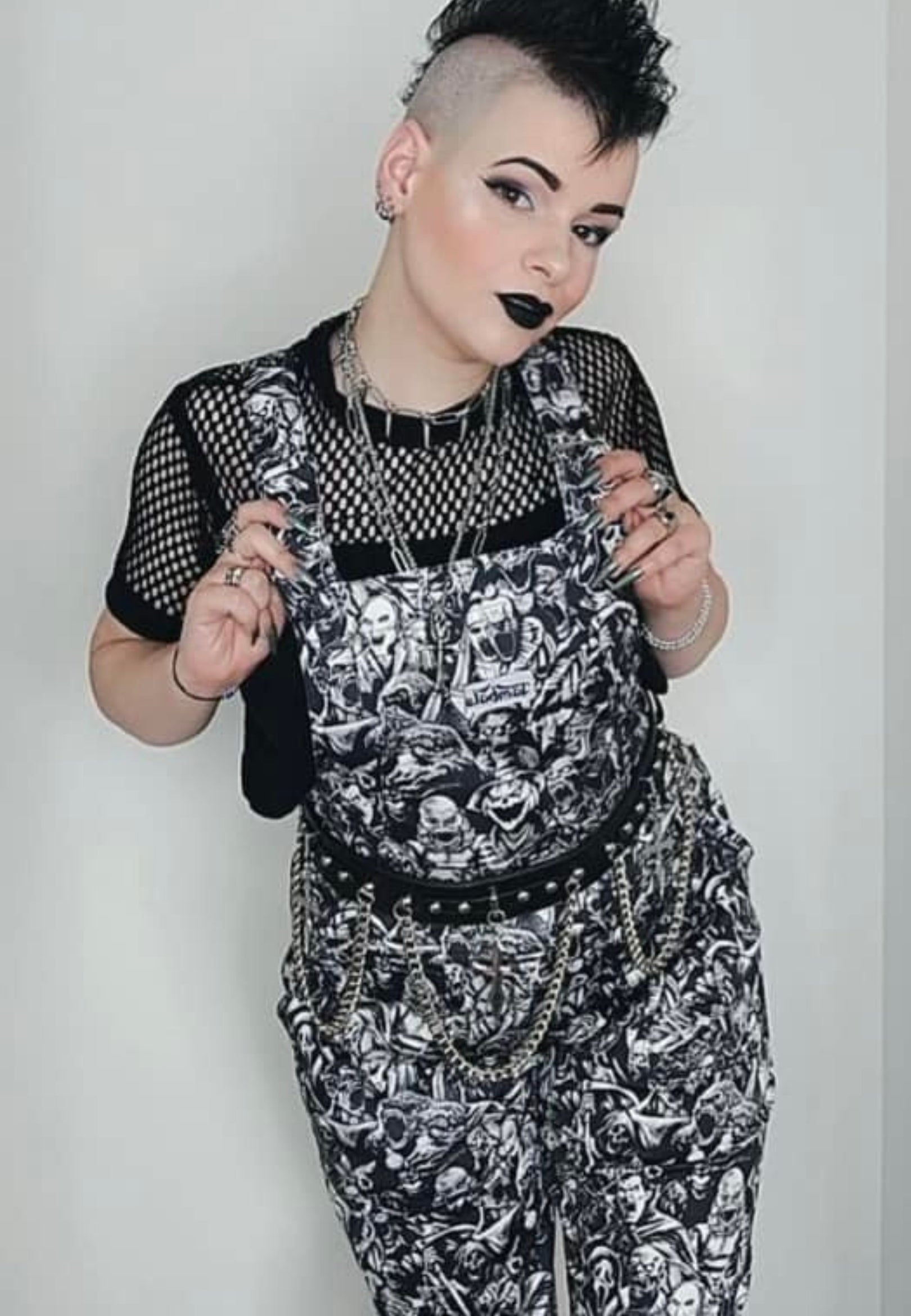 Screaming Demons Dungarees. Jambats Horror Print Overalls. Ethically Made